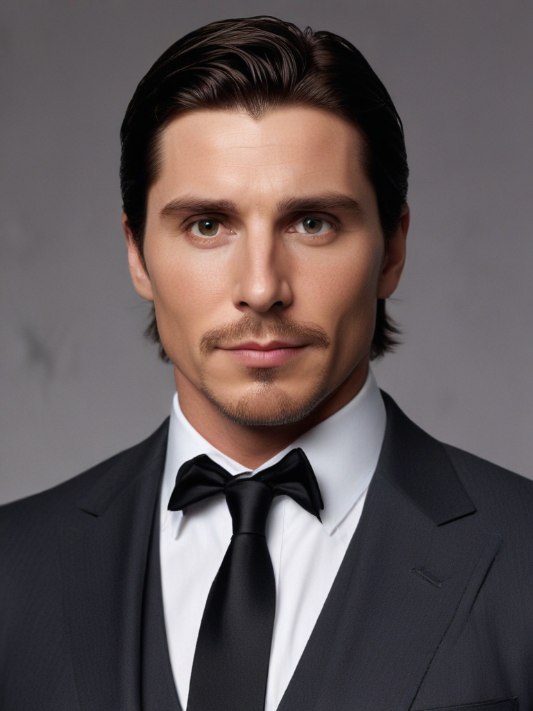 Christian Bale as Bruce wayne in tuxedo, muscle, full body, clean ...