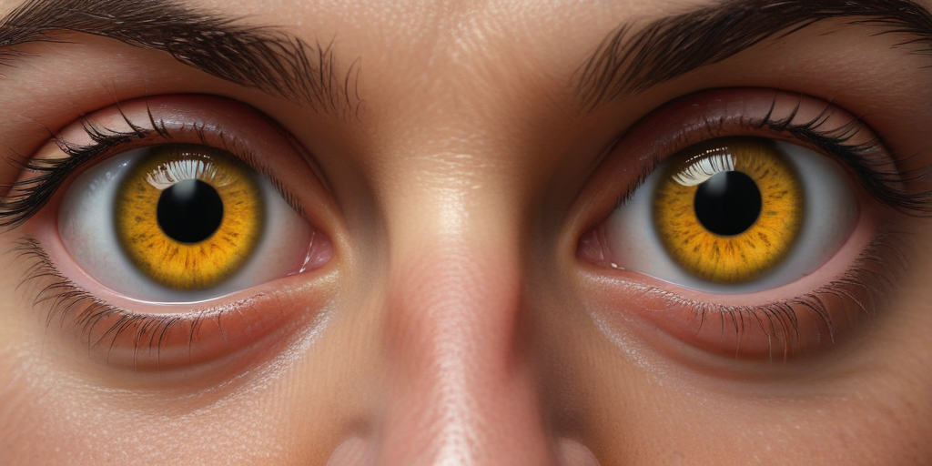Close-Up of Striking Human Eyes with Unique Yellow Iris Coloration