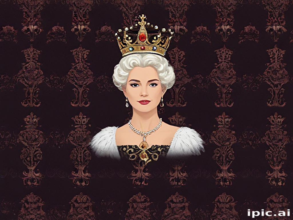 Regal Portrait of a Queen Adorned with Crown and Jewelry