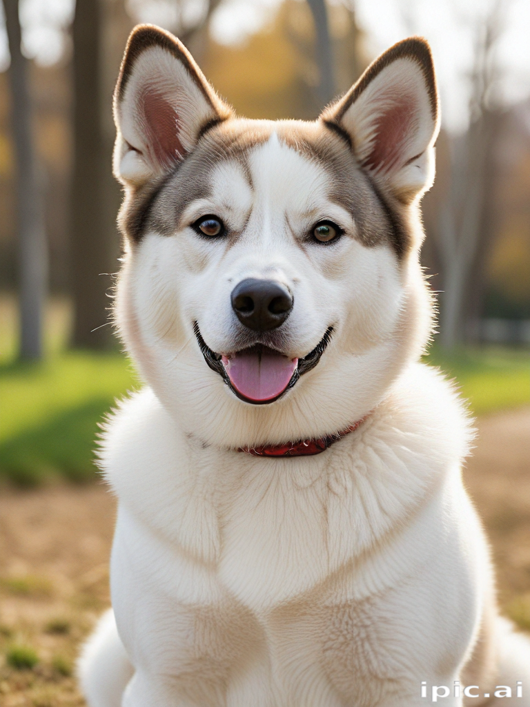 A Happy Dog Sitting Outdoors with a Bright Smile in Nature.