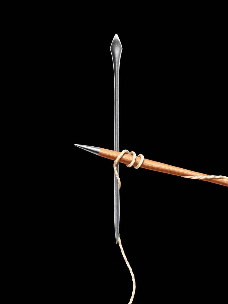 Generate an illustration of a needle and thread with the needle ...