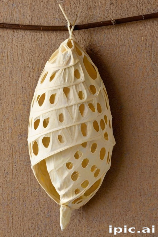Intricately Designed Decorative Cocoon Hanging from a Natural Branch