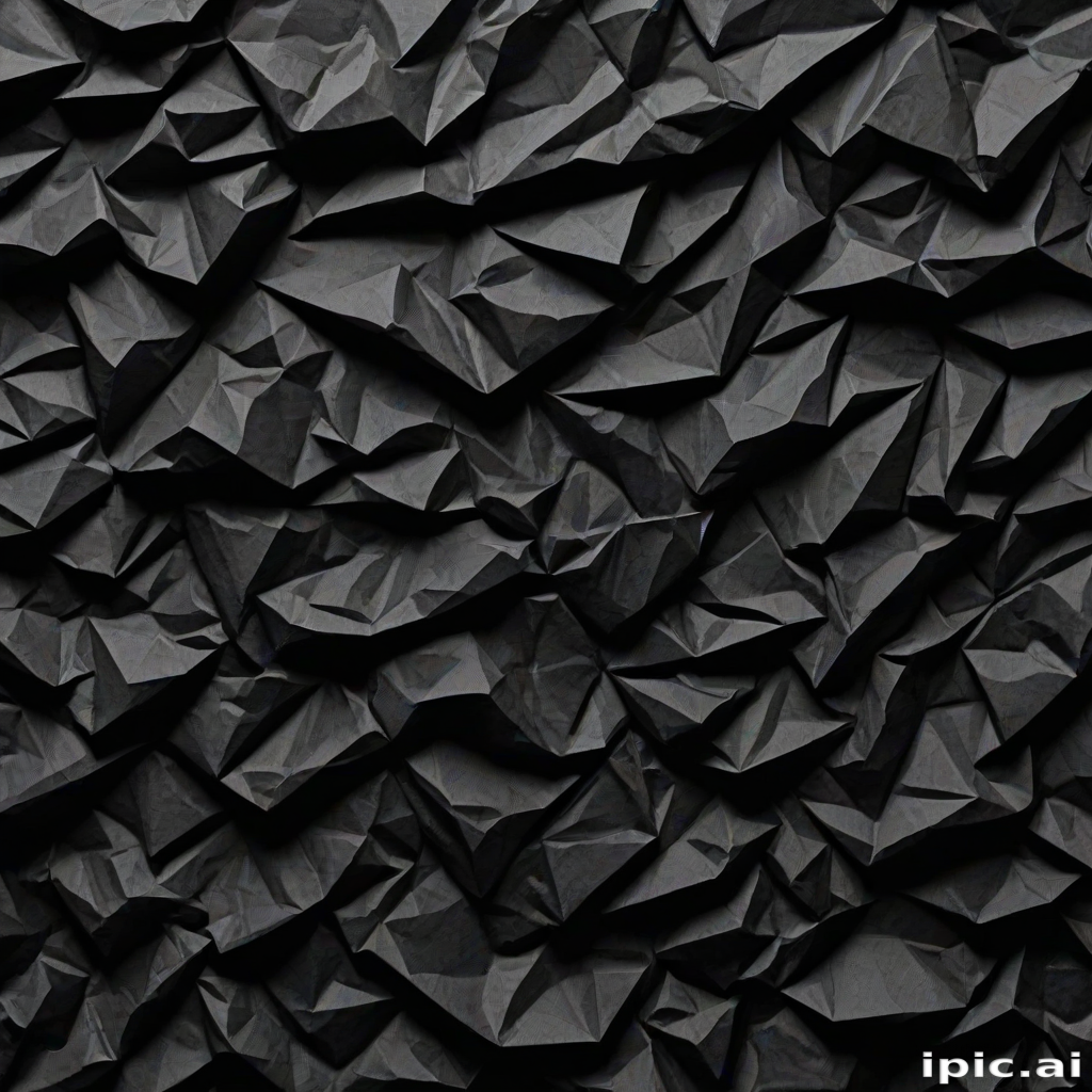 Textured Black Paper with Intricate Creases and Shadows Creating Depth ...