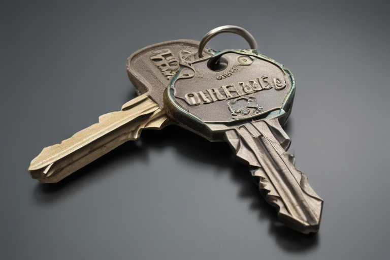 A Close-Up View of Two Distinct Keys on a Dark Surface.