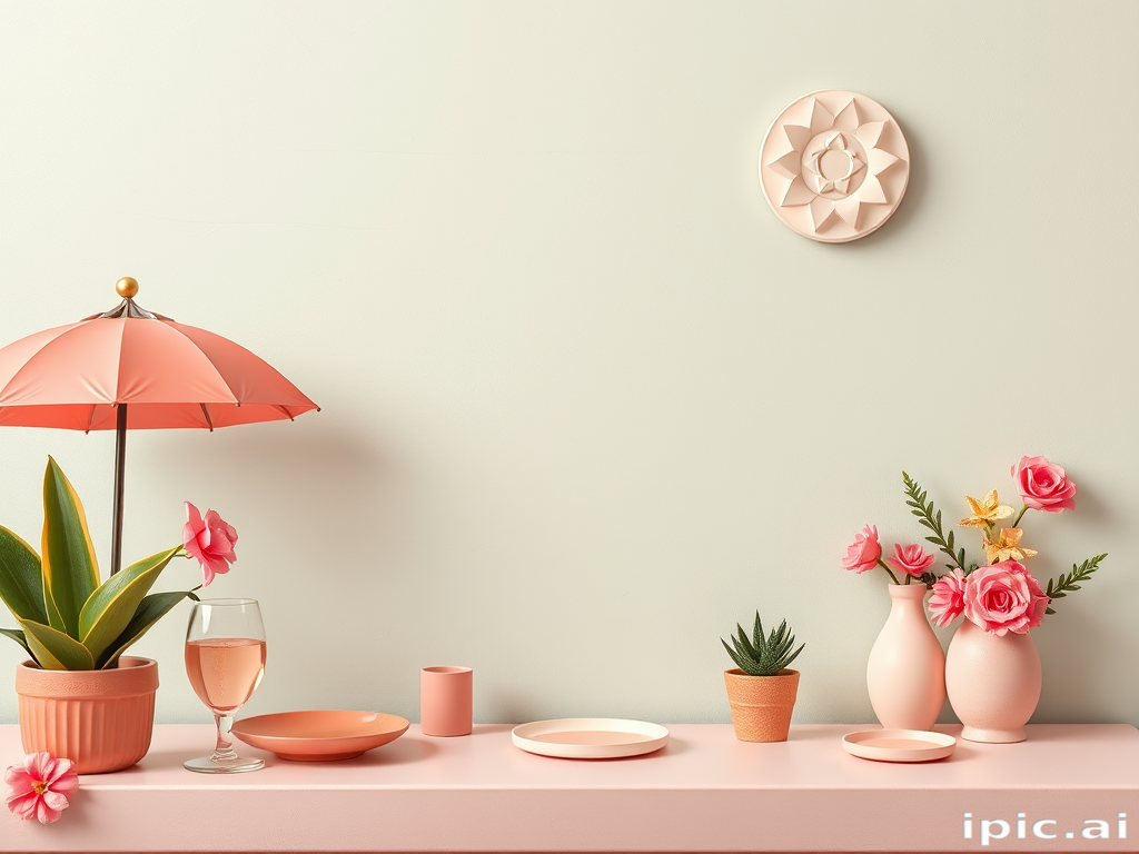 Charming Table Setup with Pink Decor, Flowers, and Stylish Tableware