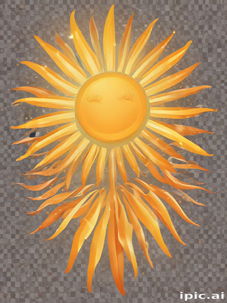 Radiant Sun Illustration with Bright Orange Rays and Cheerful Expression