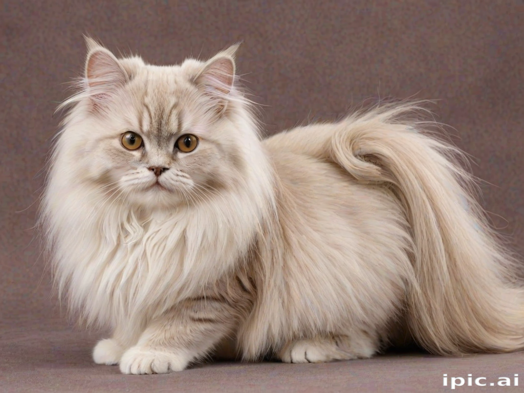 A Fluffy Cream-Colored Cat with Striking Eyes and Elegant Fur.
