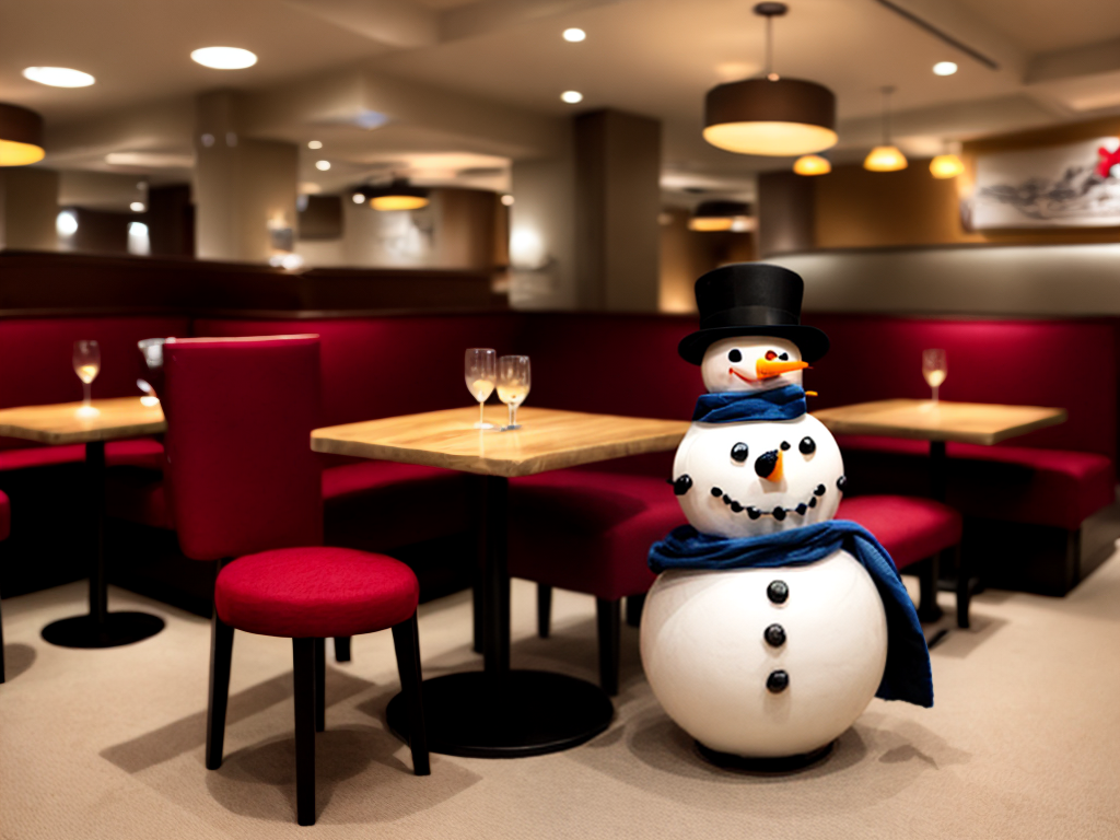 snowman in restaurant