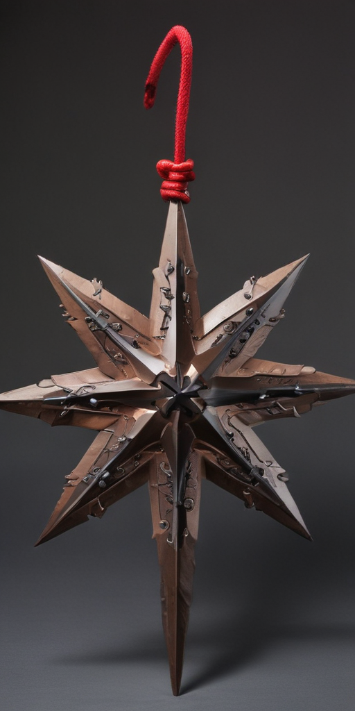Intricately Crafted Metal Star Ornament with Red Hanging Loop for ...