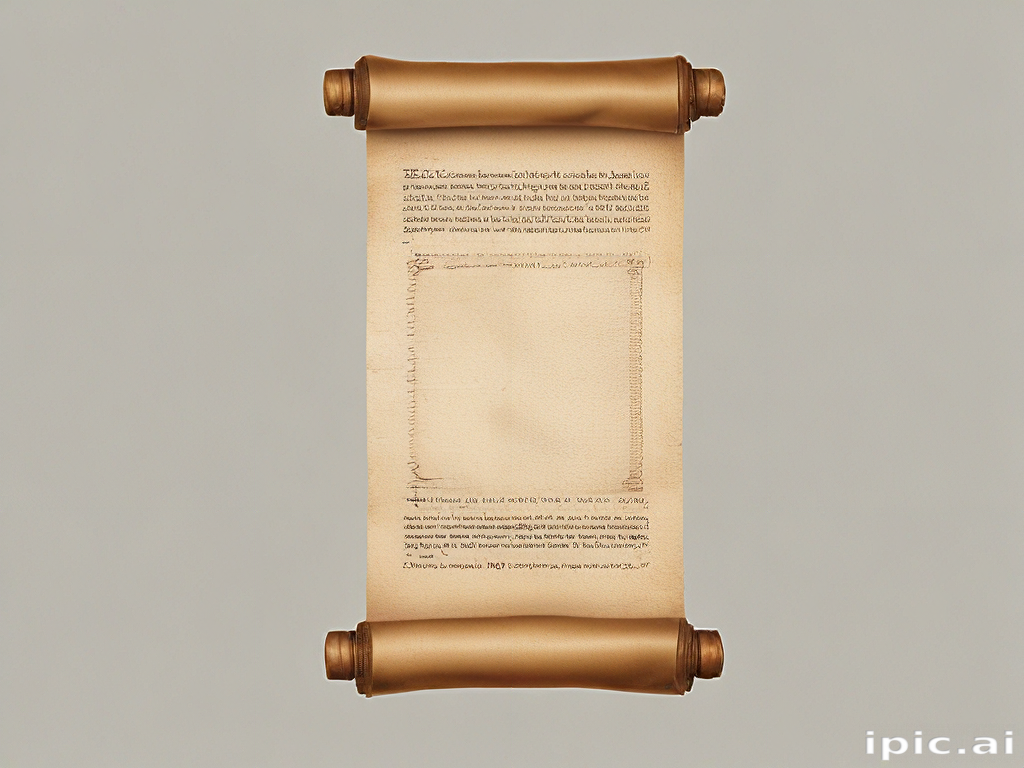 Ancient Scroll with Text on a Rustic Background, Unfurled for Viewing