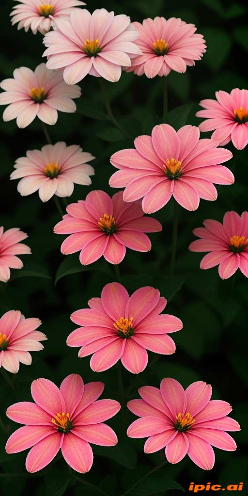 A Vibrant Display of Pink and White Flowers in Full Bloom.