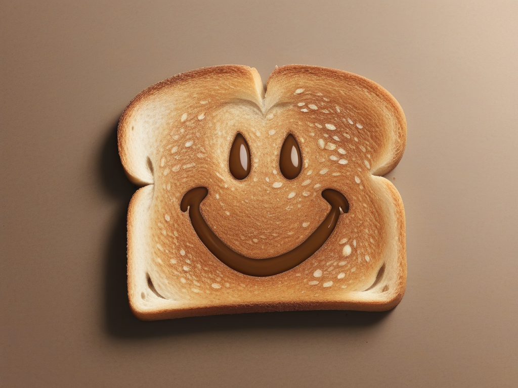 Happy Toast: A Slice of Bread with a Cheerful Smiley Face Design