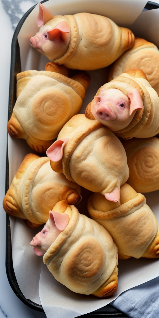 Deliciously Crafted Pastries Shaped Like Cute Little Piglets in a Tray