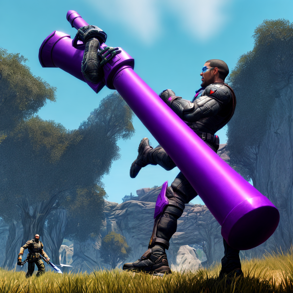 drake eating a big purple sword from saints row 3 remastered