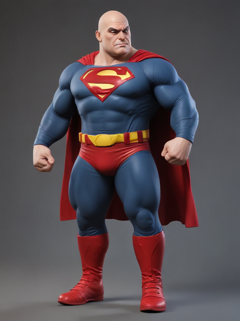 Realistic chubby bald wrestlet guy, full body, realistic superman ...