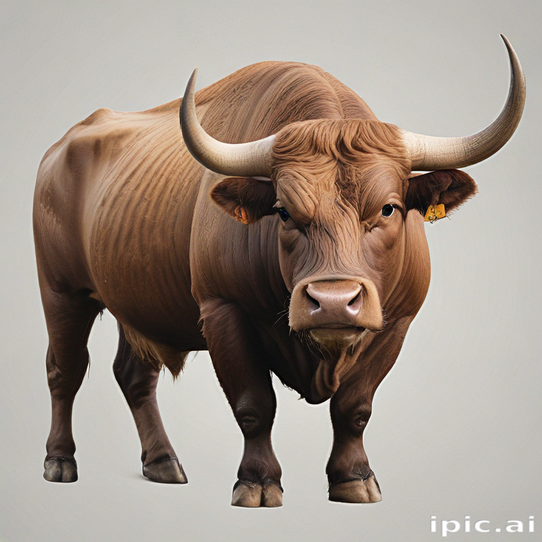 A Strong and Majestic Brown Bull Standing Proudly Against a Neutral ...