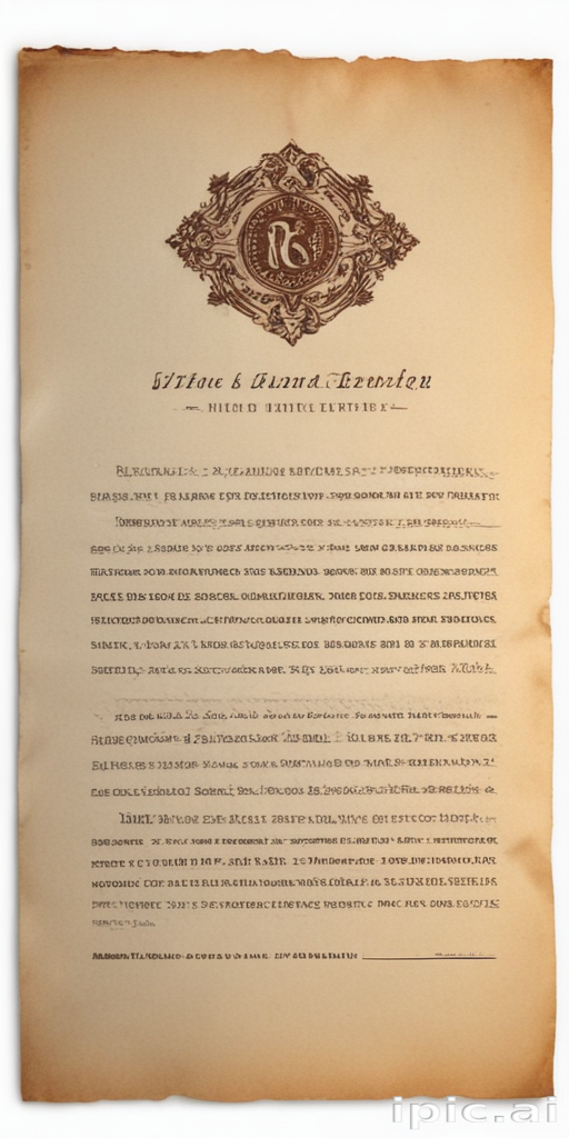 Ancient Document Featuring Ornate Design and Intricate Text Details