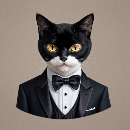 A Dapper Cat in a Formal Tuxedo Ready for a Gala Event