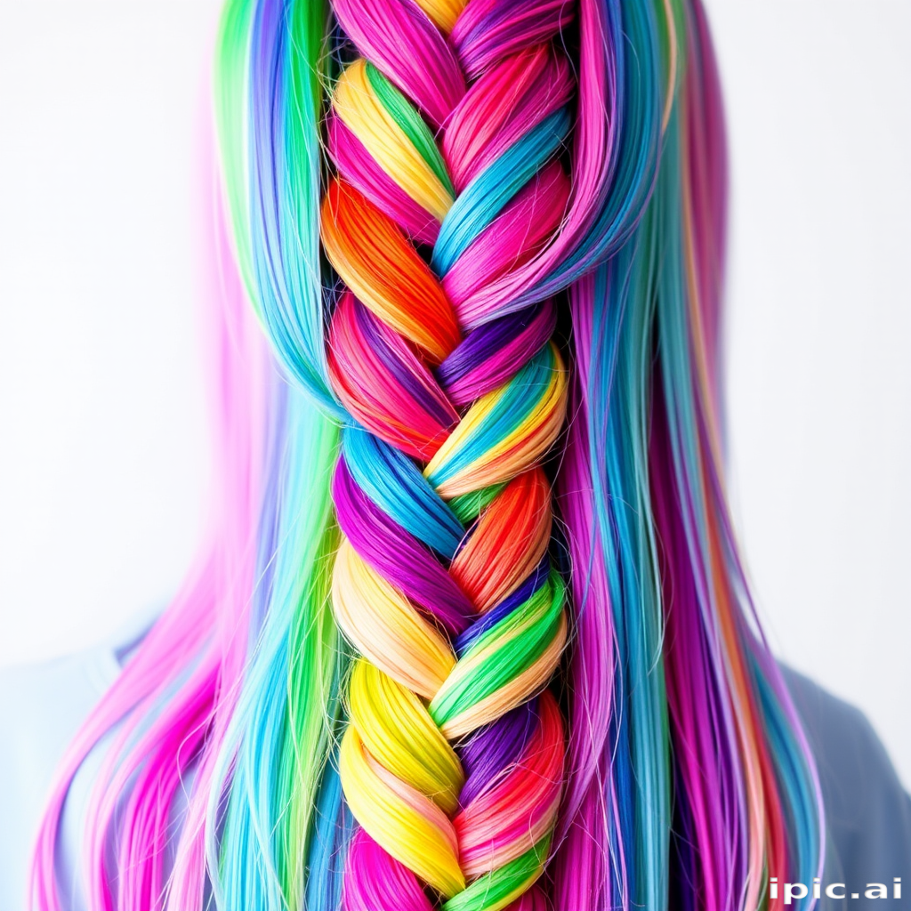 Vibrant Rainbow Braid: A Colorful Display of Artistic Hair Styling