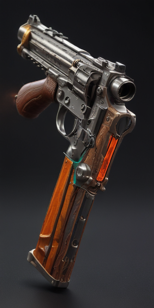Intricate Steampunk-Inspired Handgun with Unique Amber-Accented ...