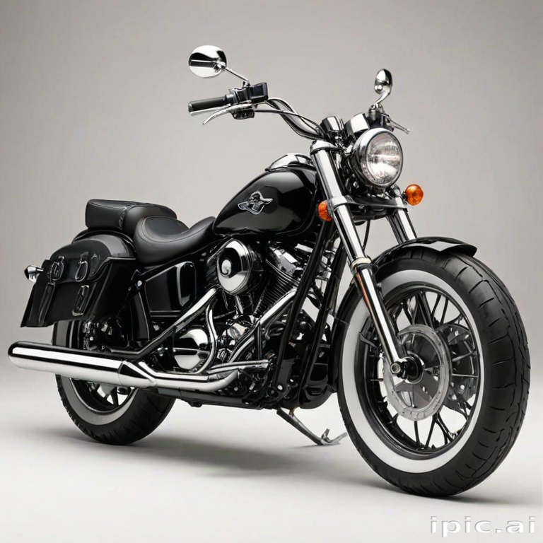 Classic Black Motorcycle with Chrome Details and Sleek Design for Adventure