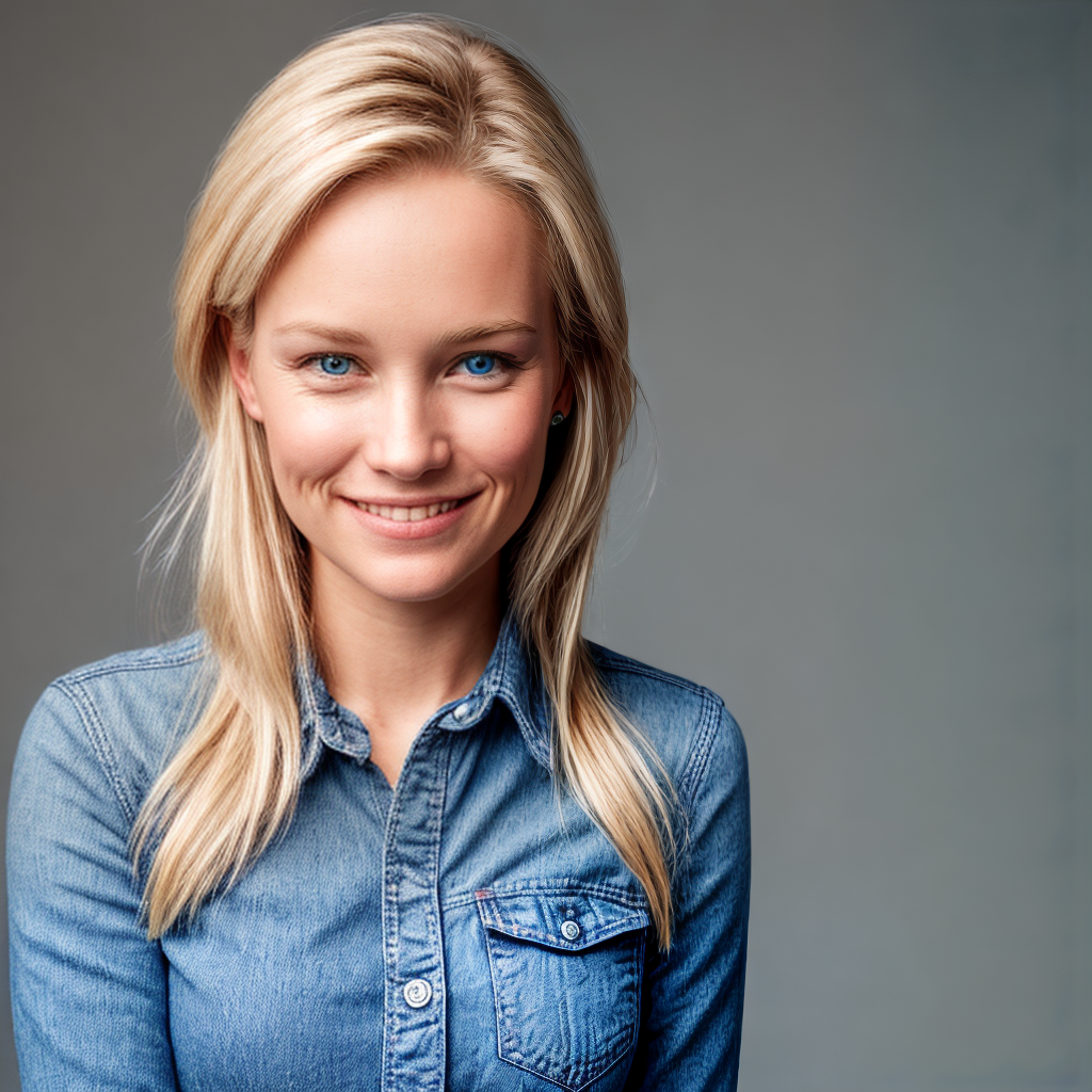 shy smiling Scandinavian female with blonde hair blue eyes full face ...