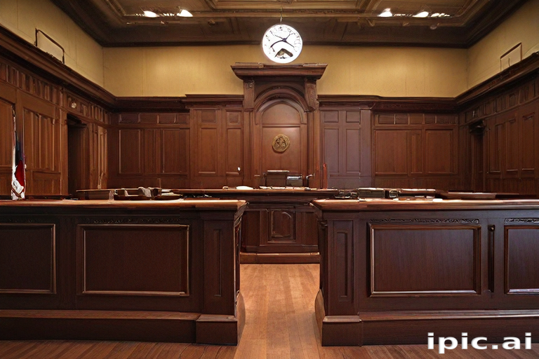 Elegant Interior of a Traditional Courtroom with Wooden Furnishings and ...