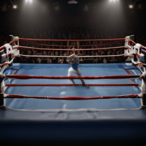 A Thrilling Boxing Match in a Packed Arena Under Bright Lights
