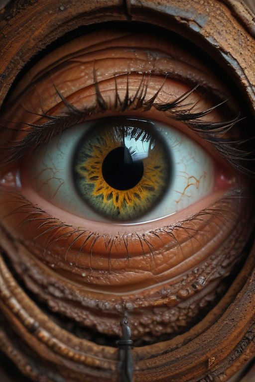 Intricate Close-Up of a Human Eye Framed by Rustic Textures
