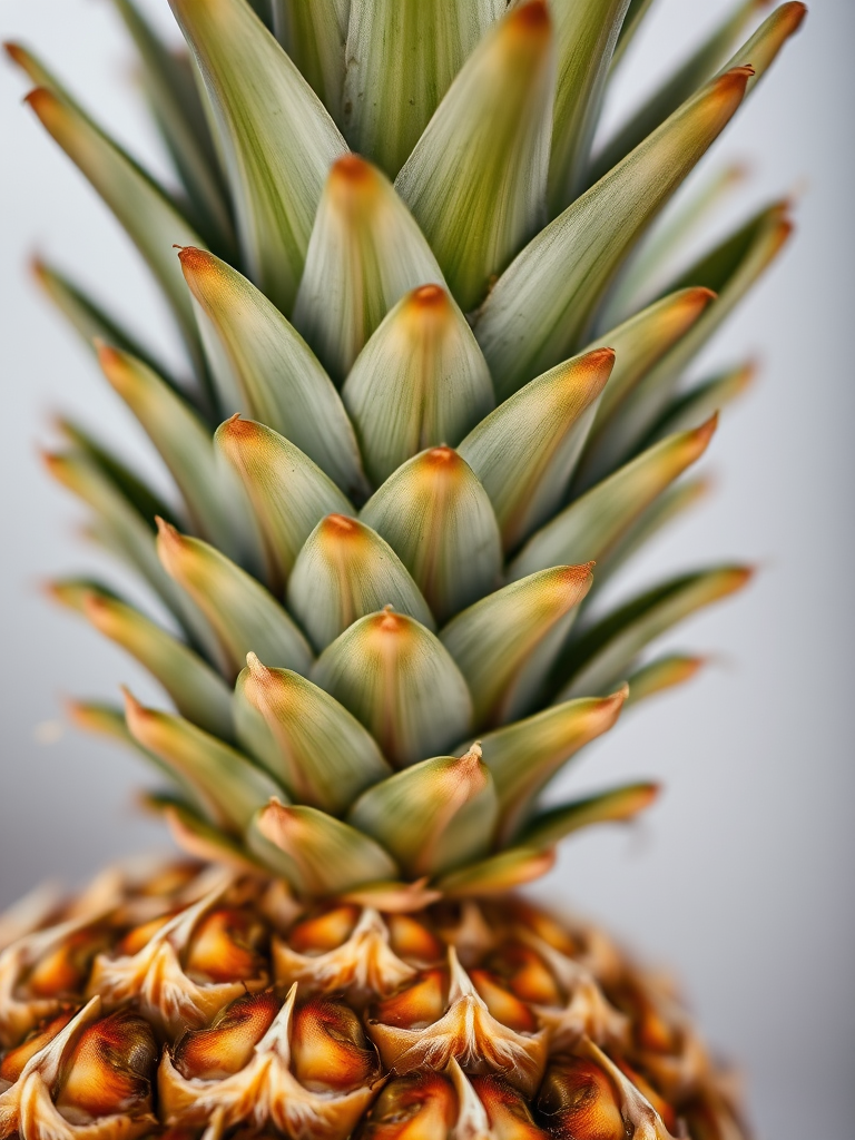 Close-Up of a Fresh Pineapple Highlighting Its Unique Texture and Colors