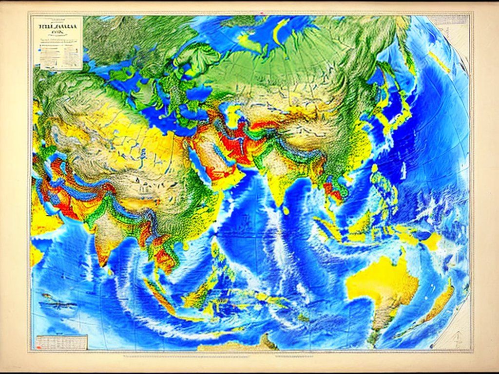 Map of Asia on a parchment paper