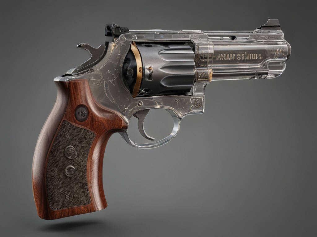 Elegant Transparent Revolver Showcasing Intricate Mechanisms and ...