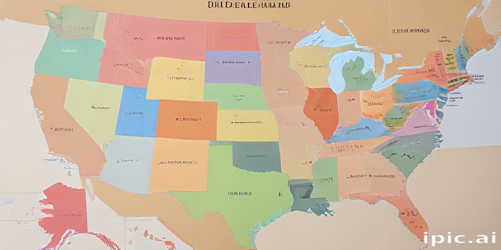 Colorful Map of the United States Highlighting Different Regions and States