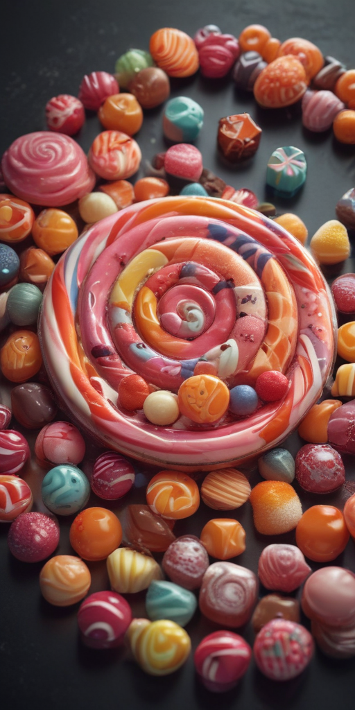A Colorful Array of Swirled Candy and Decorative Sweets on Display