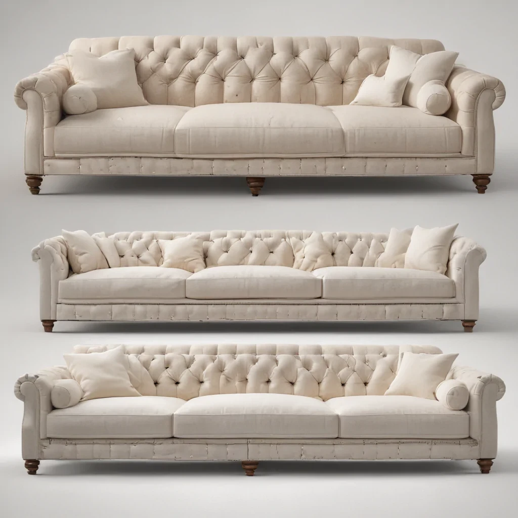 Elegant and Cozy Three-Section Sofa with Plush Cushions and Button Tufting