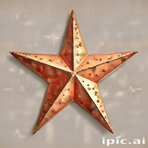 Rustic Metal Star Decorated with Vintage Patina and Unique Texture