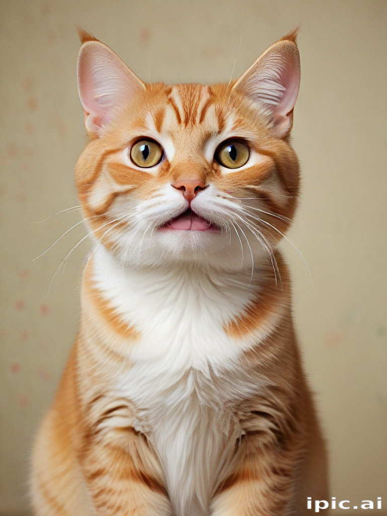 Charming Orange Cat with Striking Eyes and Playful Expression in Portrait.