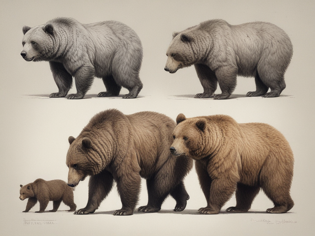 Illustration Depicting the Evolution and Sizes of Different Bear Species