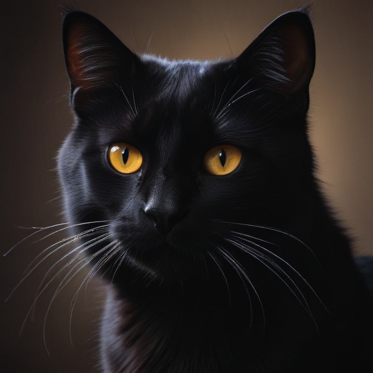 A Majestic Black Cat with Striking Golden Eyes Captured in Portrait