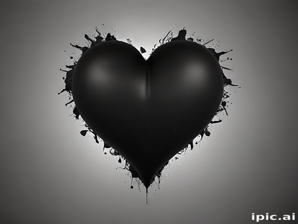 Bold Black Heart Surrounded by Dramatic Splashes of Dark Paint