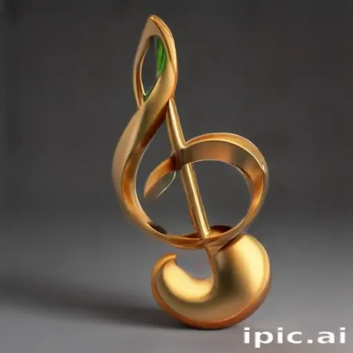 Elegant Golden Treble Clef Sculpture Showcasing Musical Artistry and Design