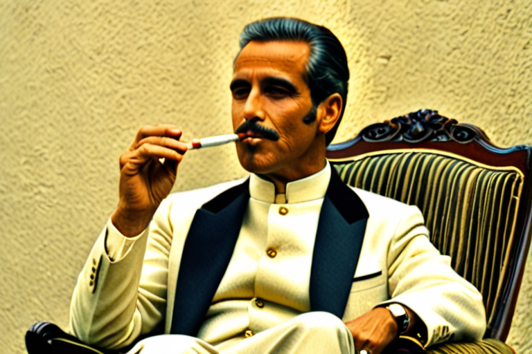 A men Smoking the sigar sit in chair