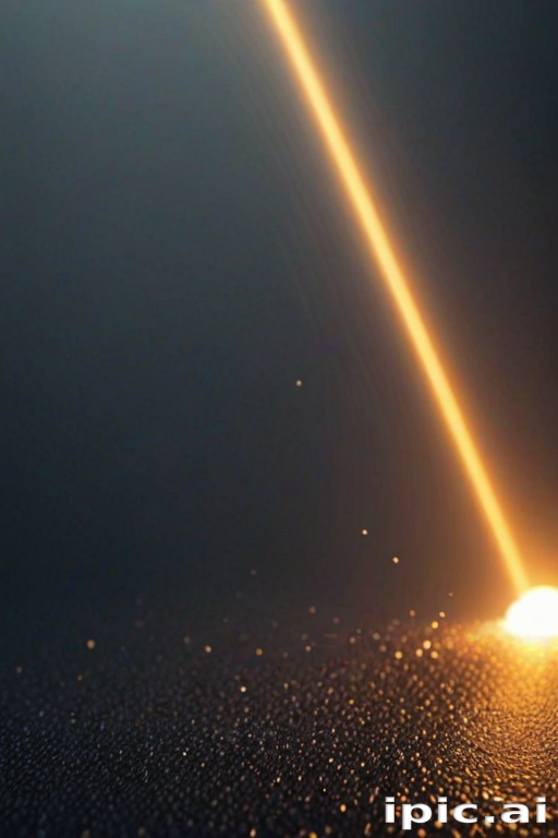 Radiant Beam of Light Illuminating a Dark Surface with Sparkling Particles