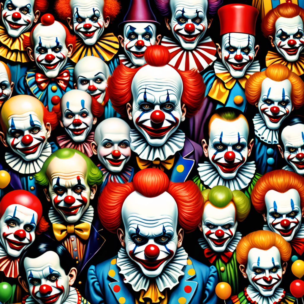 A bunch of clowns Mark Ryden style, high resolution