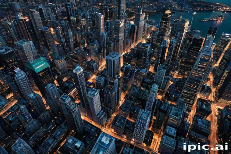 Stunning Aerial View of a Vibrant Cityscape at Nighttime