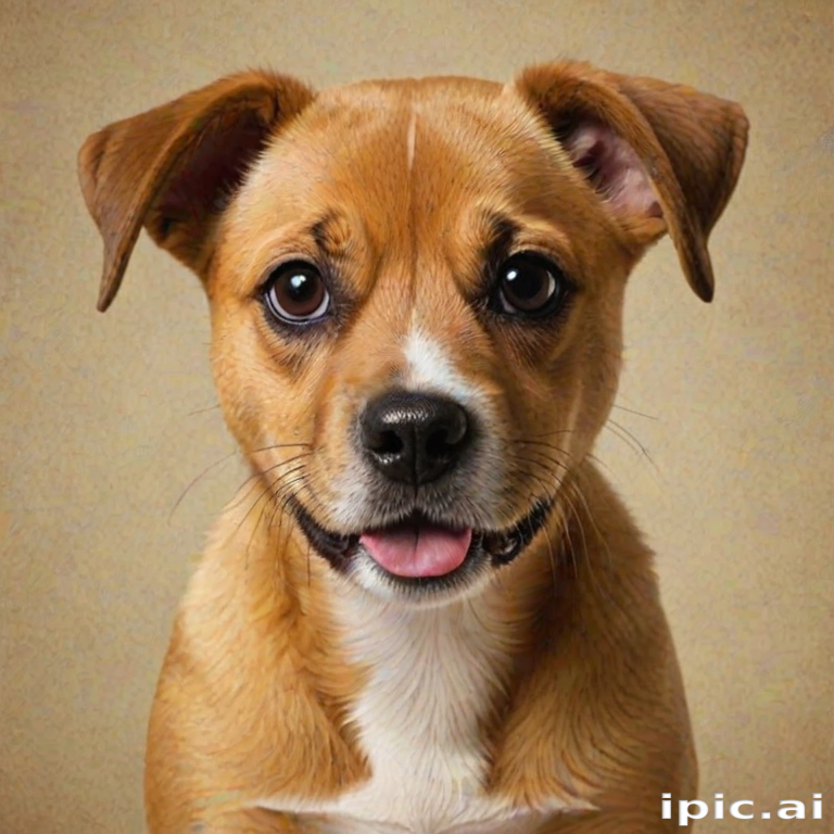 Adorable Puppy with Big Eyes and Playful Expression Sitting Happily.