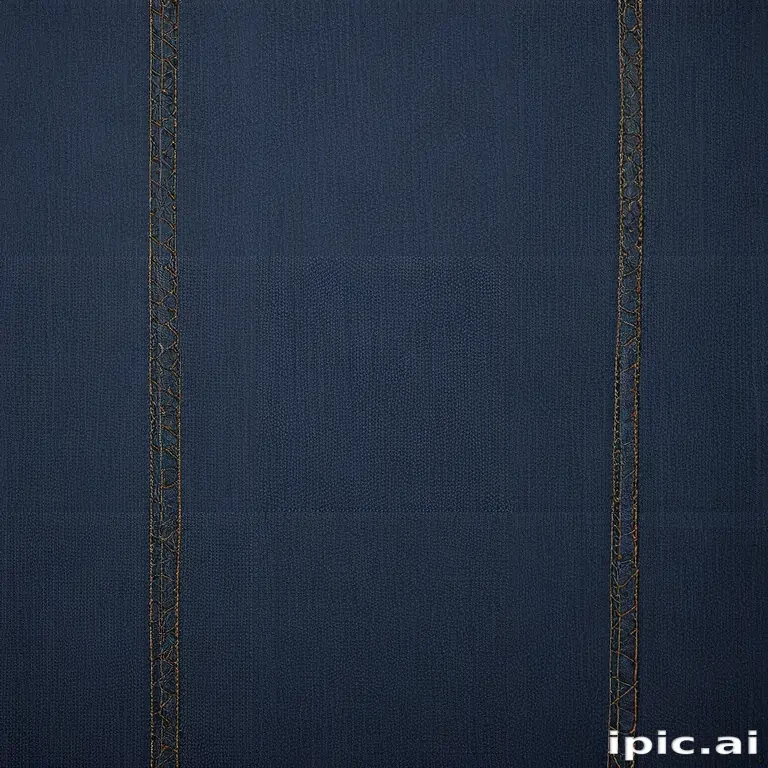 Textured Blue Fabric with Vertical Stitching and Elegant Design Elements