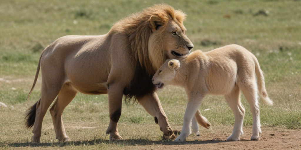A goat defeating a lion