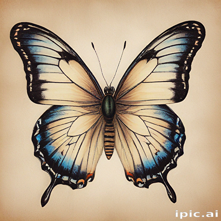 Vibrant Blue Butterfly with Intricate Patterns and Delicate Wings Design