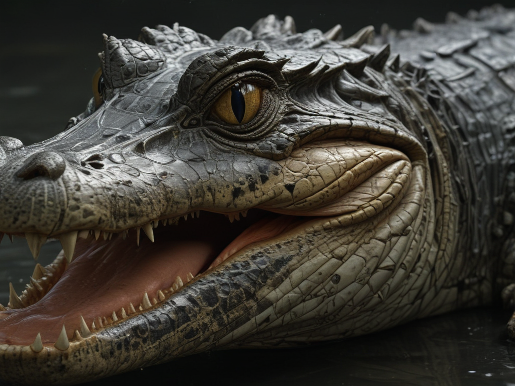 A Close-Up Portrait of a Majestic and Fierce Alligator in Nature.